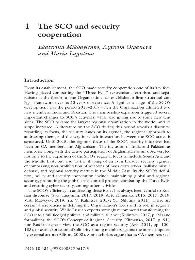 The SCO and Security Cooperation | PDF | International Relations ...