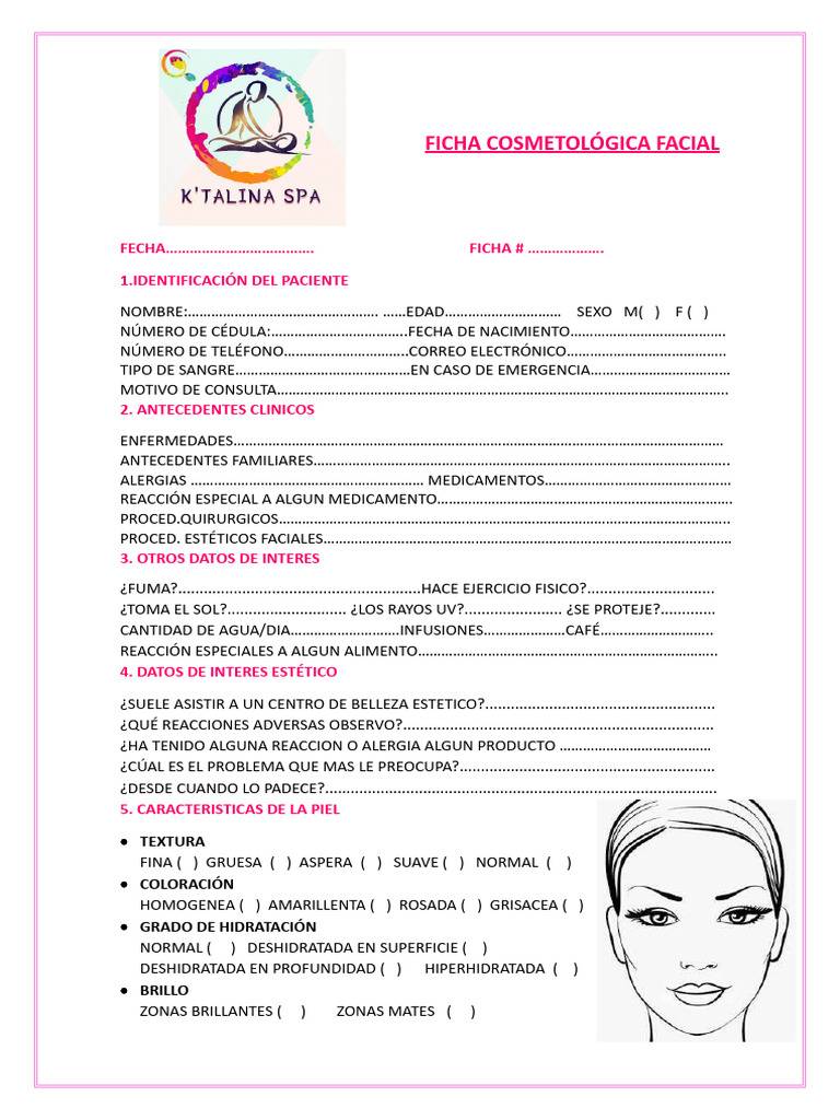 Ficha Cosmetológica Facial | PDF | Cuidado de la salud | Salud pública