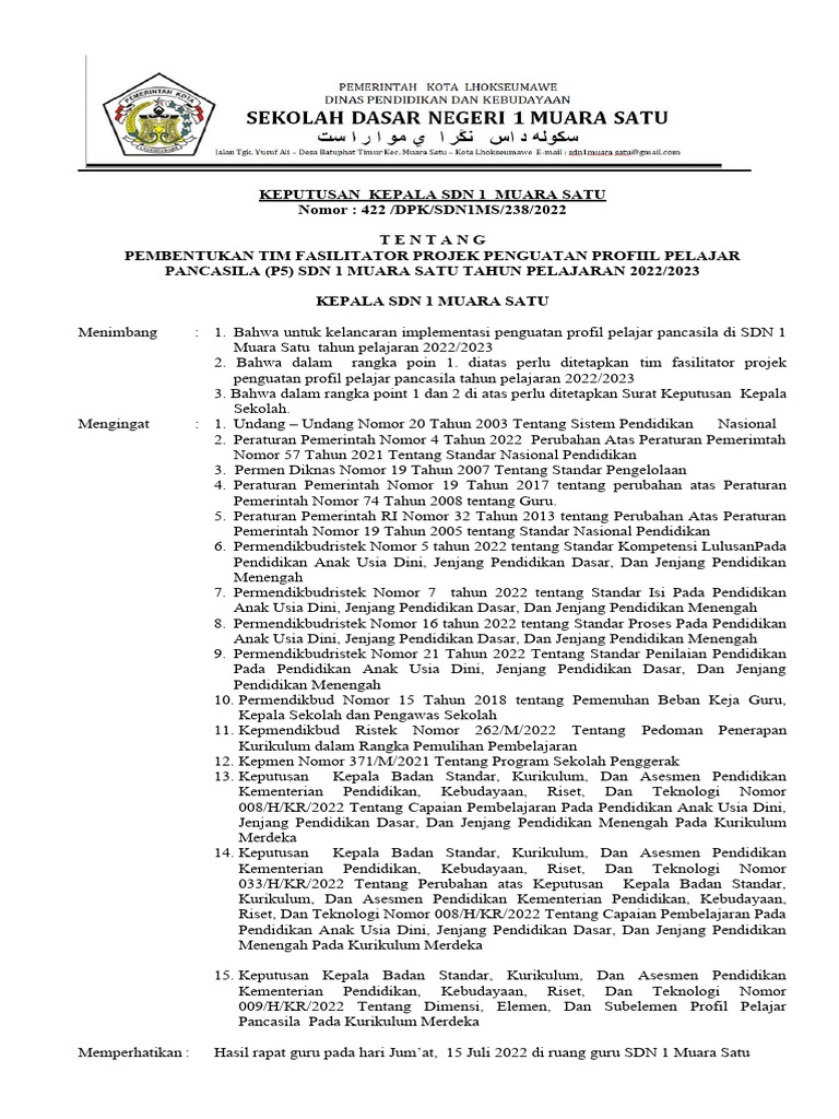 SK Fasilitator p5 SDN 1 Ms | PDF