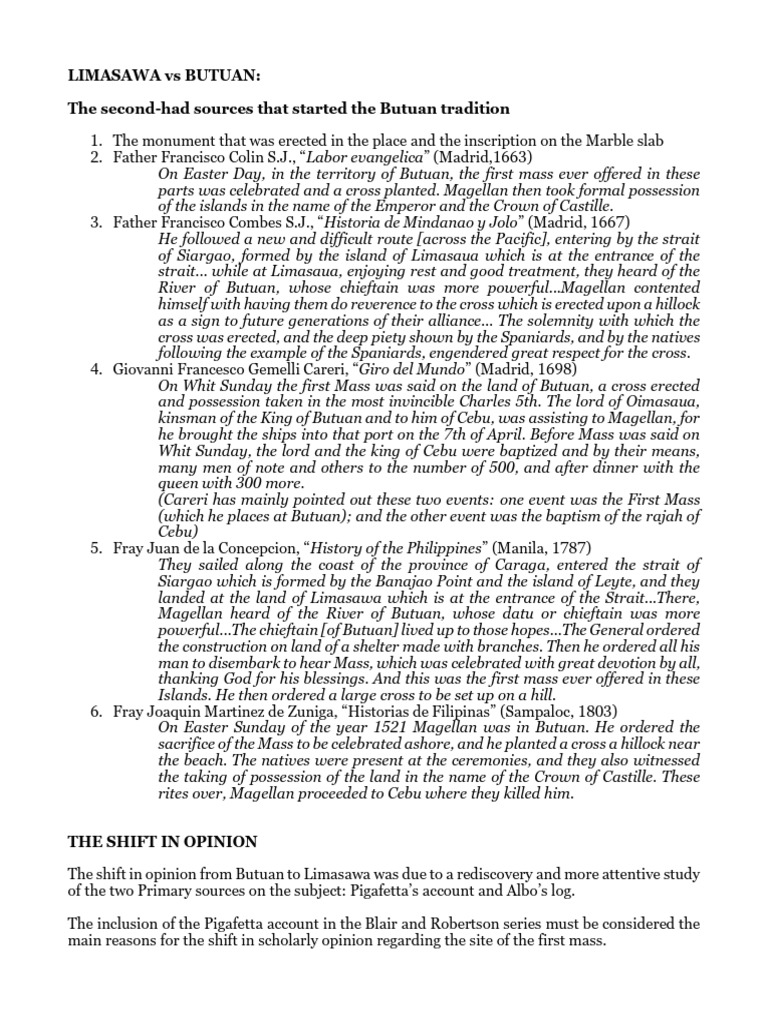 Debate Notes (Limasawa Vs Butuan) | PDF