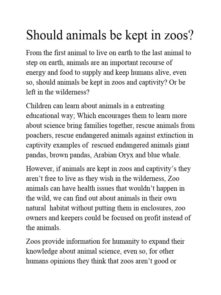 Should Animals Be Kept in Zoos | PDF