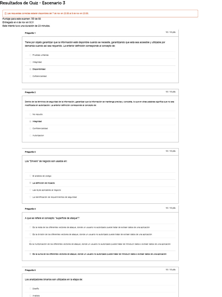 Seguridad en El Ciclo de Desarrollo Quiz - Escenario 3 | PDF | Seguridad de información ...