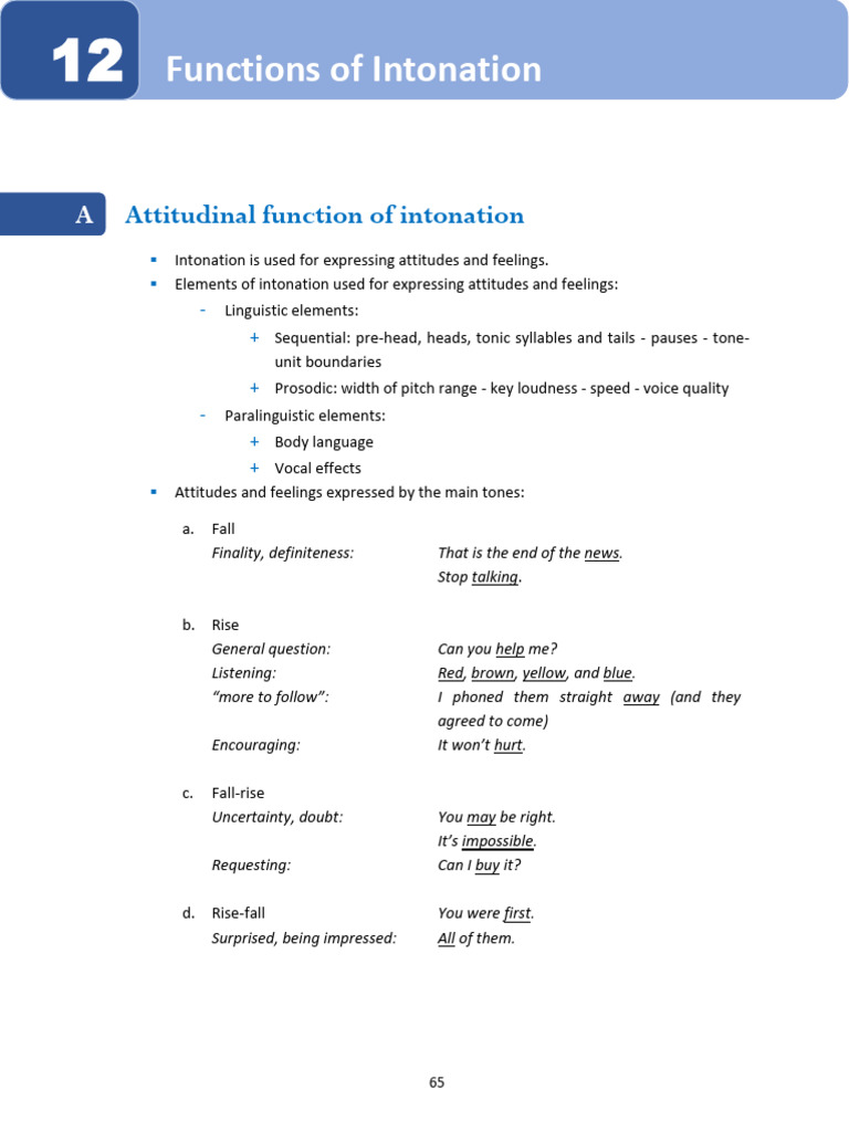 Unit 12 Functions of Intonation | PDF | Stress (Linguistics) | Tone ...