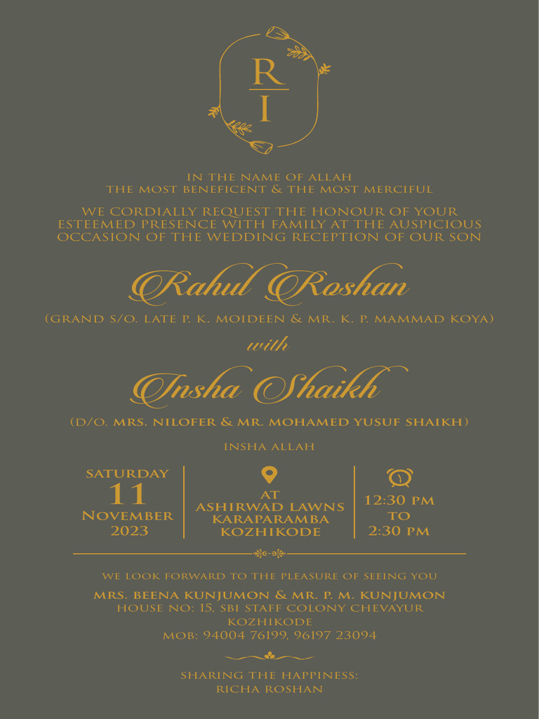 Wedding Reception Invitation for Rahul Roshan | PDF