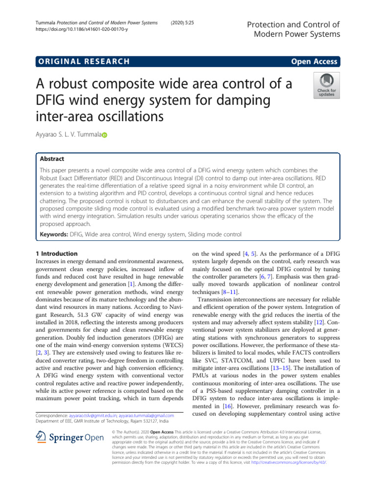 A Robust Composite Wide Area Control of A DFIG Wind Energy System For Damping Inter-Area ...