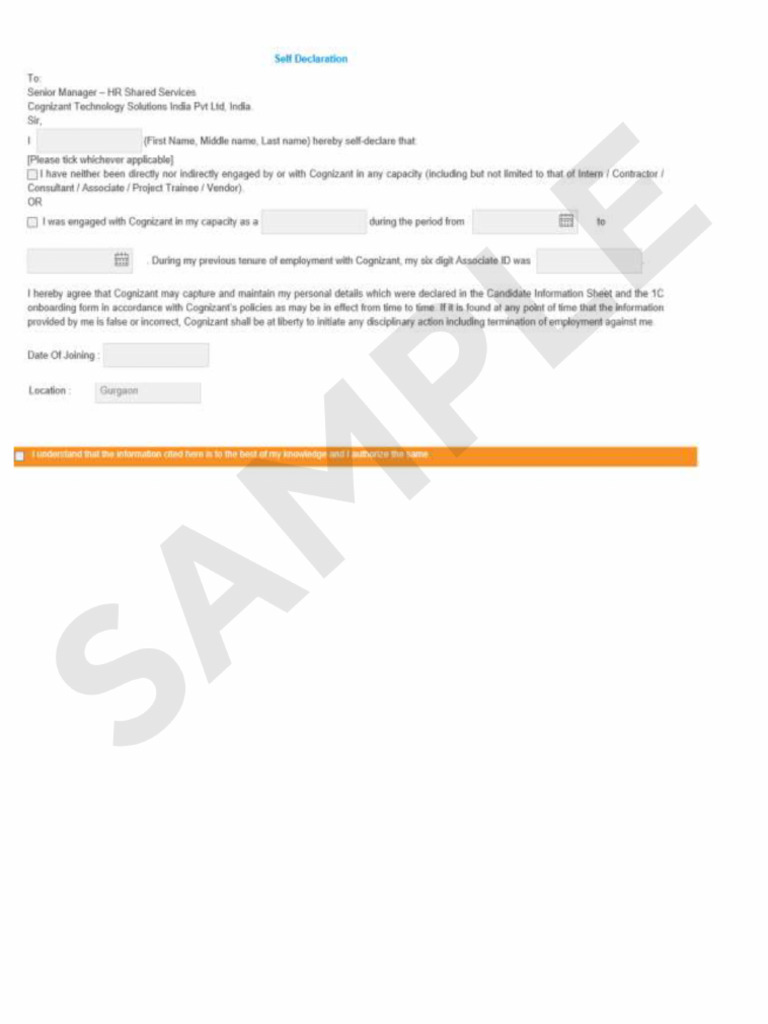 Self Declaration Forms | PDF