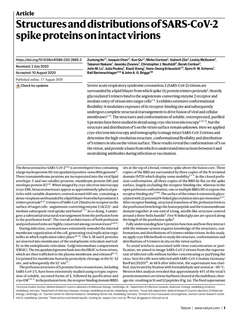 Structures And Distributions Of Sars Cov 2 Spike Pdf