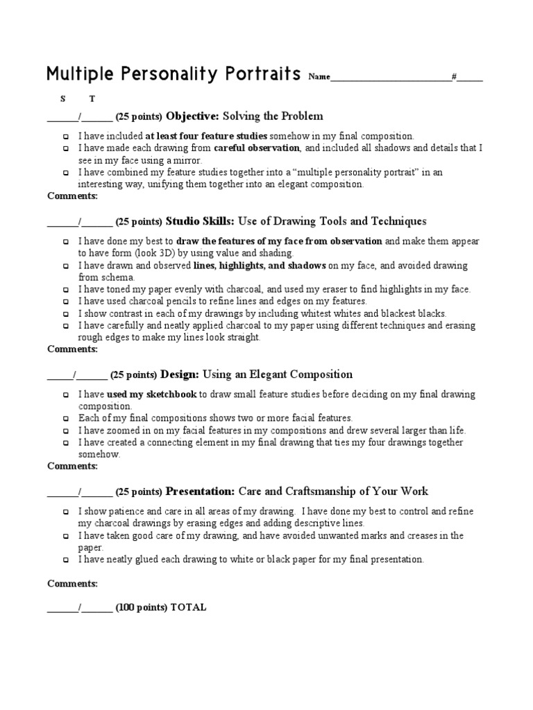Multiple Personality Portrait Assessment | PDF | Drawing | Cognitive ...