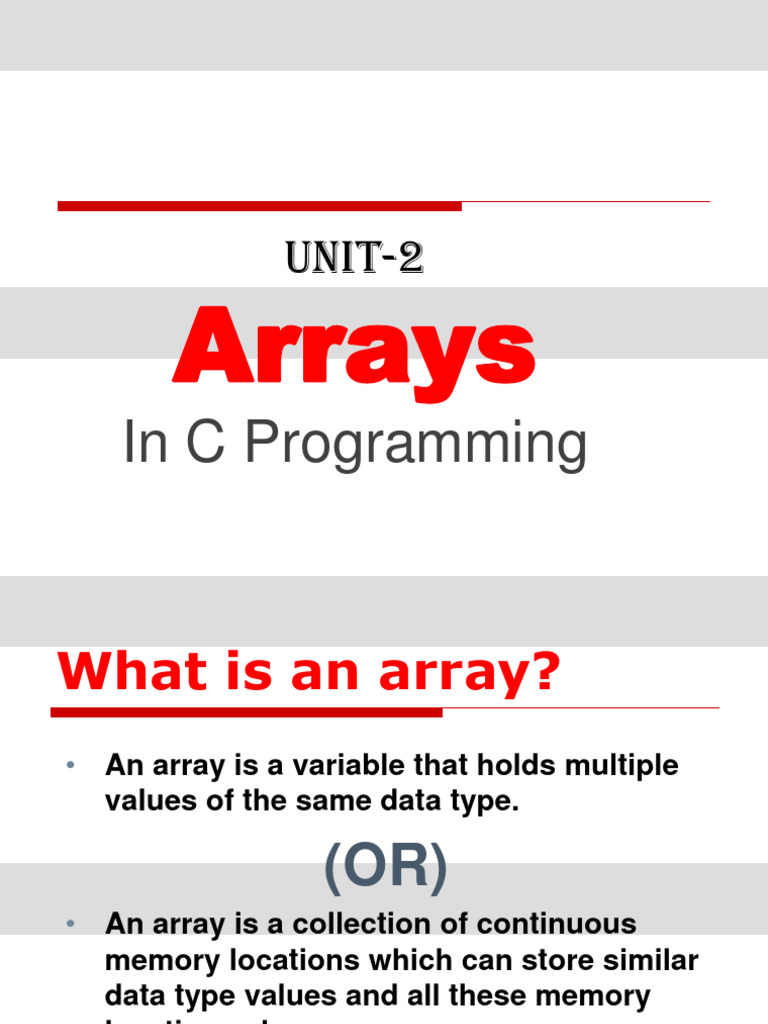 UNIT - 2.2 Arrays | PDF