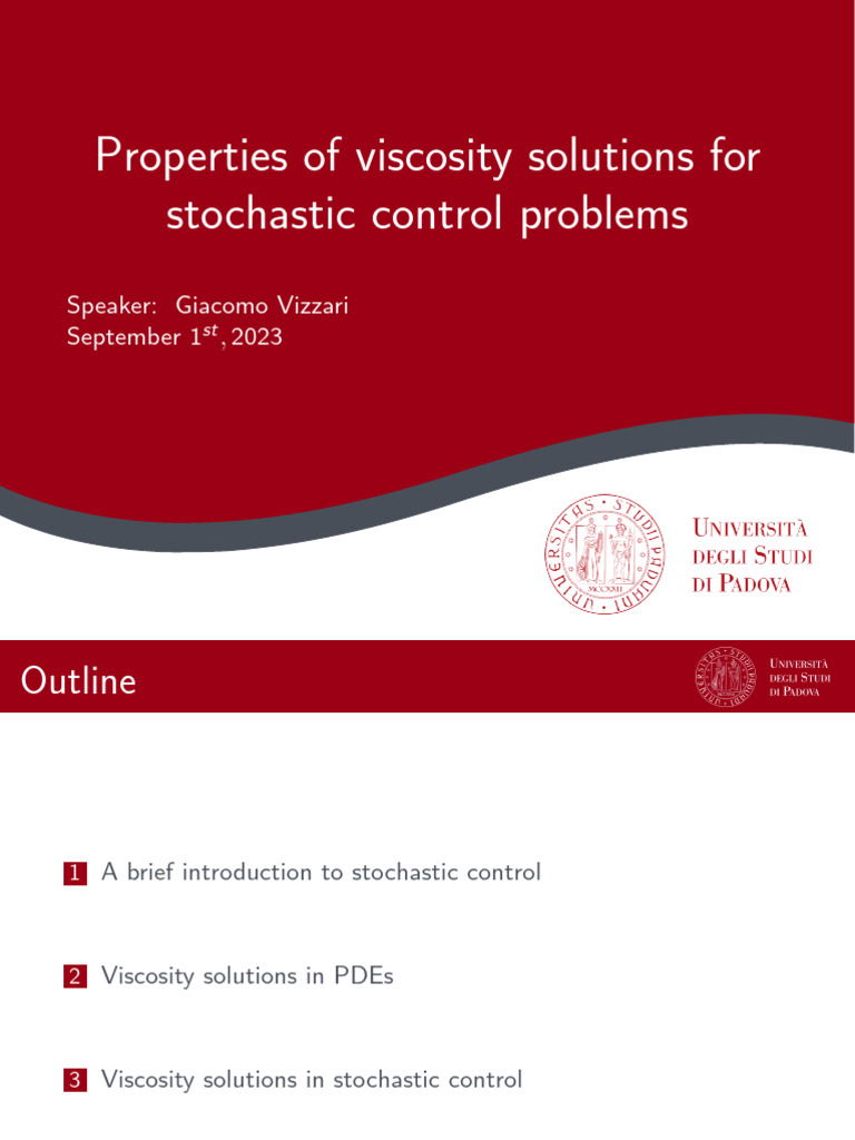 Viscosity Solutions For Stochastic Control Problems Seminar | PDF | Teaching Methods & Materials