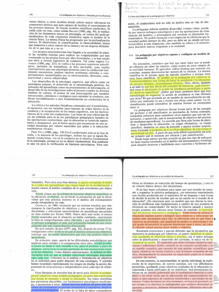 Gimeno, J. Pedagogía Por Objetivos | PDF