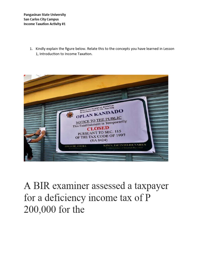 Income Taxation - Activity 1 | PDF