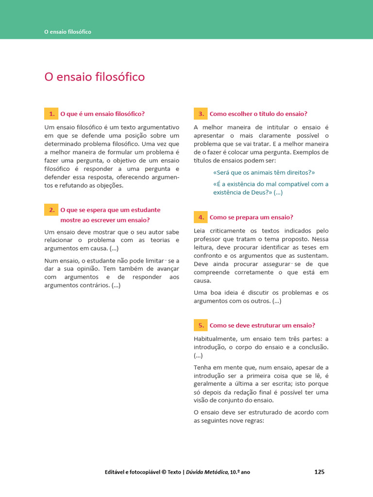 O Que É Um Ensaio Filosófico? Como Escolher o Título Do Ensaio? | PDF