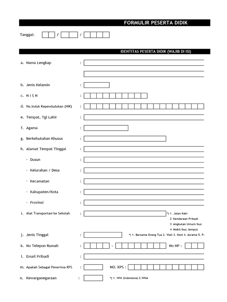 Formulir Pendaftaran PD | PDF
