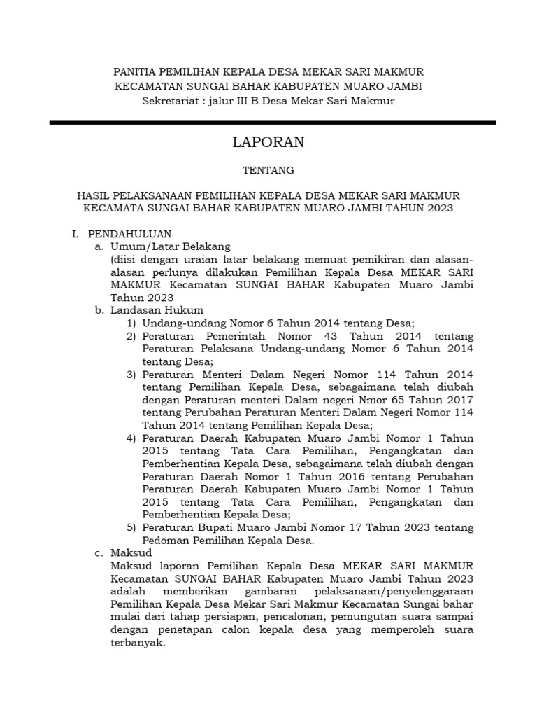 Laporan Ke BPD | PDF