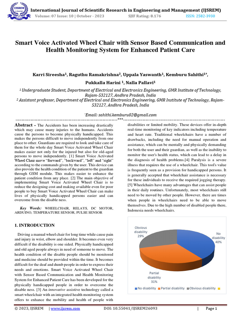 Smart Voice Activated Wheel Chair With Sensor Based Communication and ...