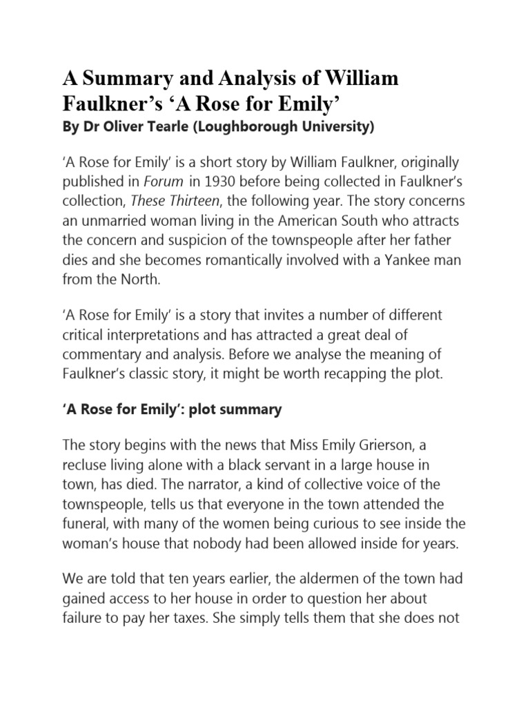 A Summary and Analysis of William Faulkner | PDF