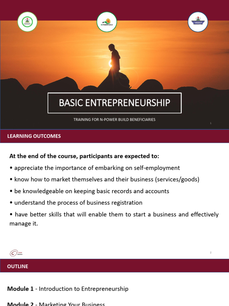Basic Entrepreneurship Slides | PDF