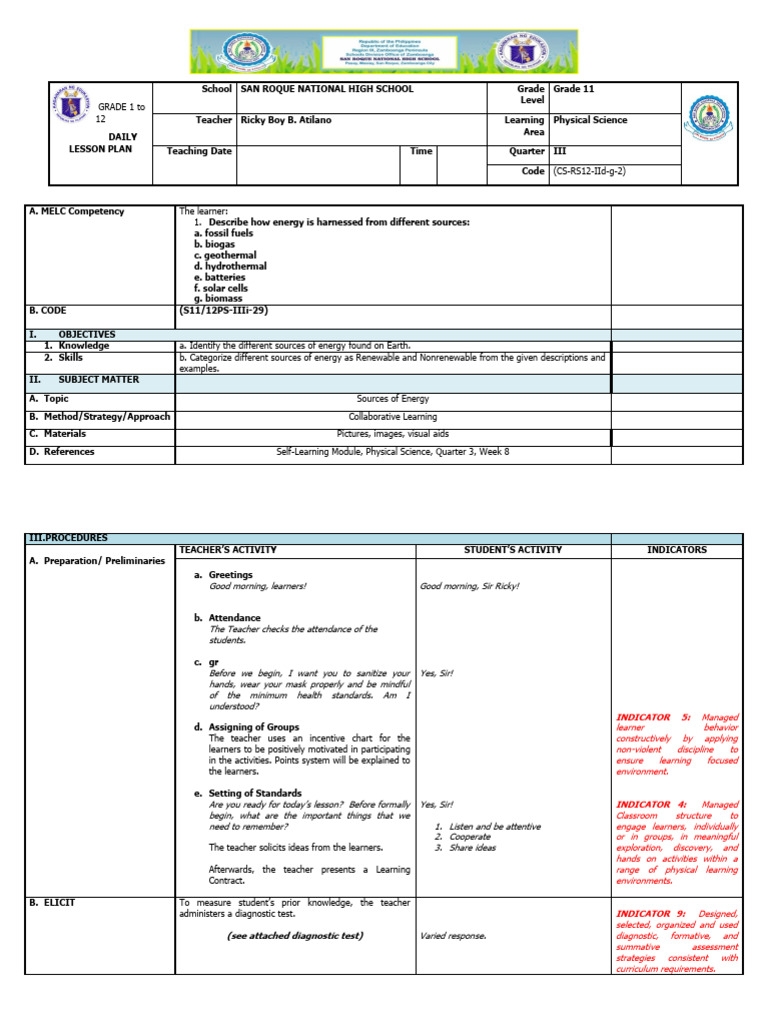 Physical Science-Co1-Final LP | PDF