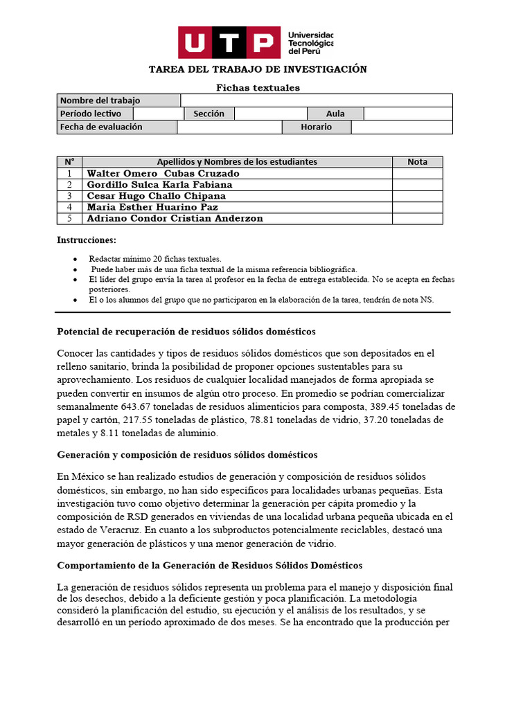 Formato de Entrega de Tarea de Fichas Textuales | PDF | Ciencia y ...