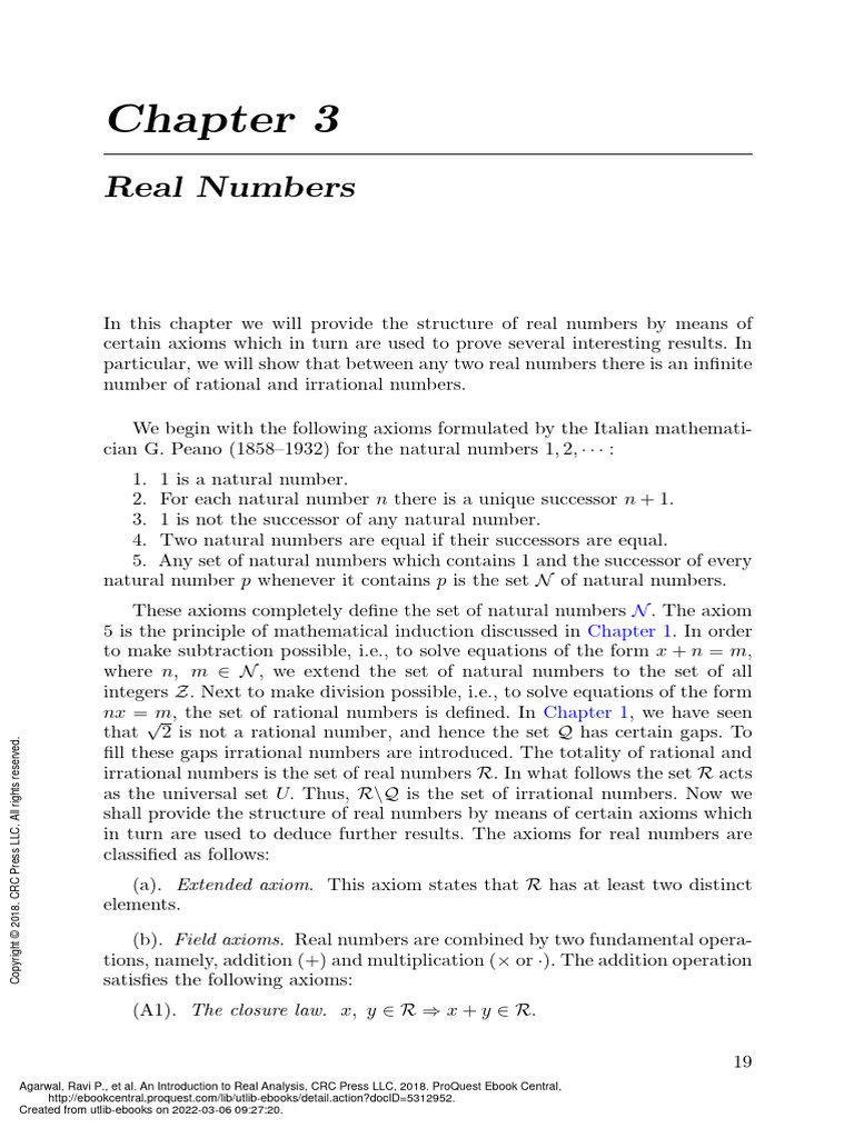 An Introduction To Real Analysis - (3 Real Numbers) | PDF