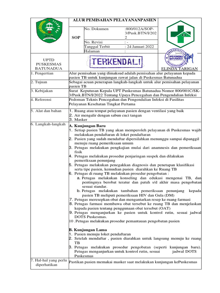 SOP Pemisahan Alur TB | PDF | Pengembangan Diri | Sains & Matematika