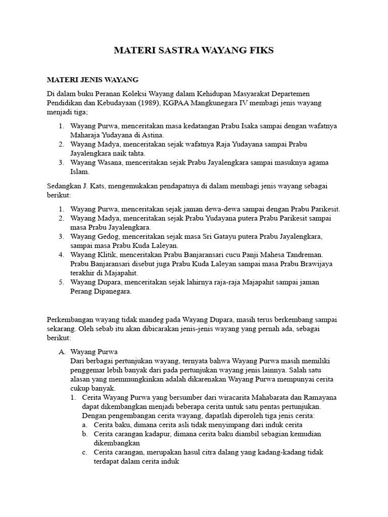 Materi Sastra Wayang | PDF | Sejarah