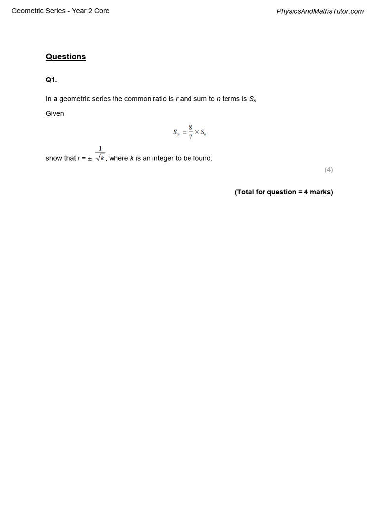 Geometric Series | Download Free PDF | Discrete Mathematics ... Geometric Series | Download Free PDF | Discrete Mathematics ...