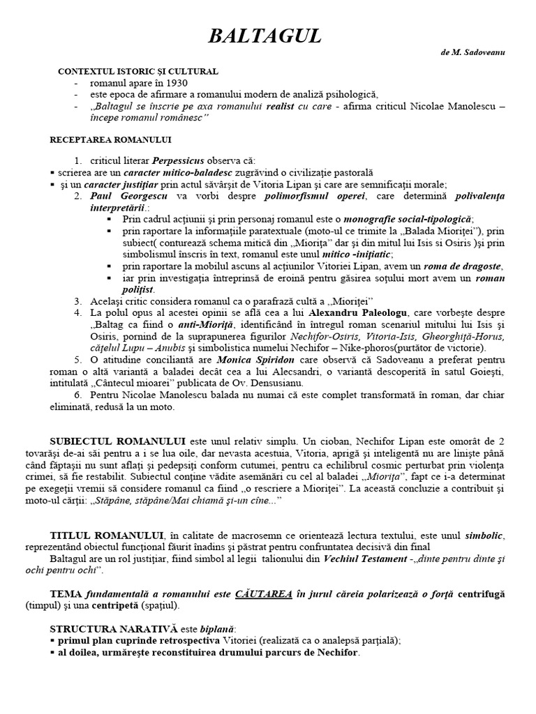 Schema - Baltagul | PDF