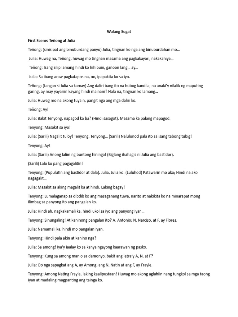 Walang Sugat Script | PDF