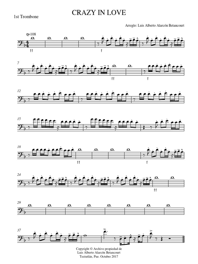 Crazy in Love 1st Trombone | PDF