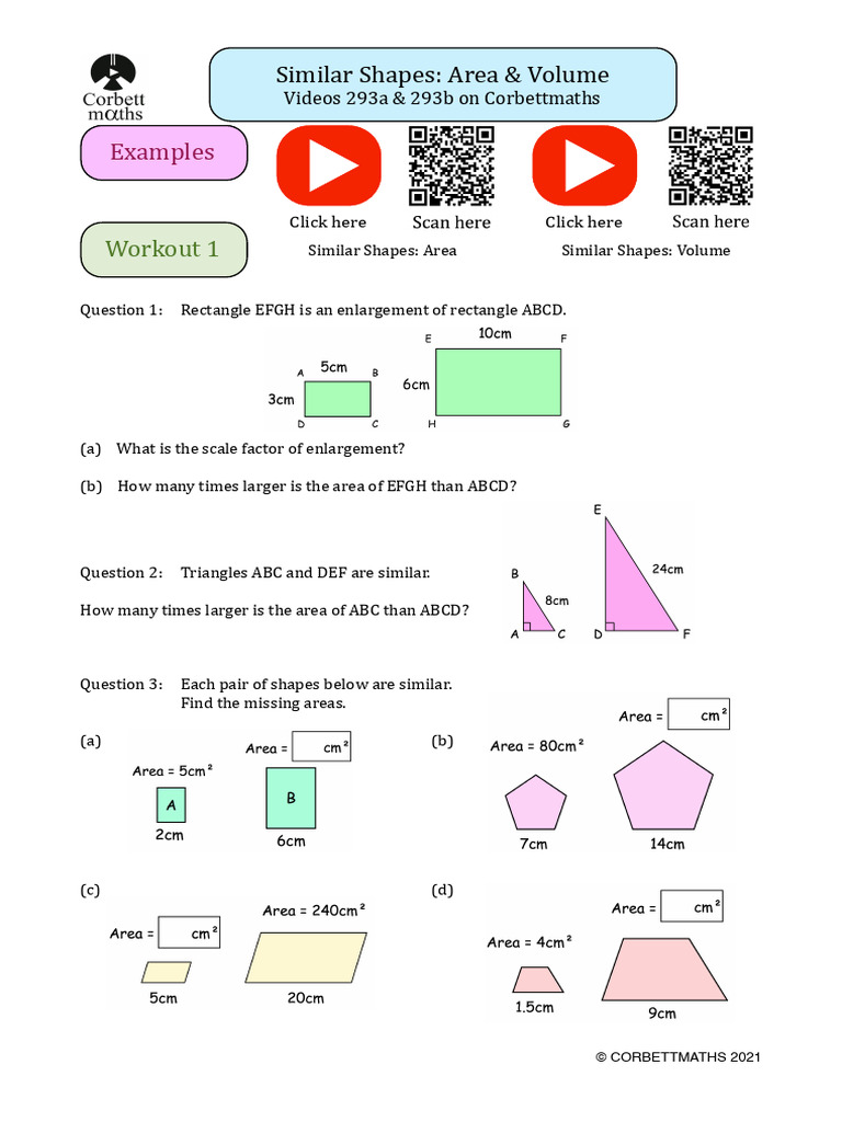 Similar Shapes Area Volume 1 | PDF | Area | Volume
