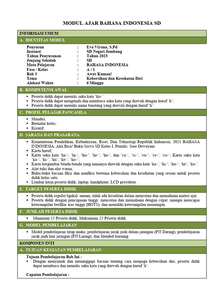 Ma B Indonesia K1 Bab 3 Ok Pdf