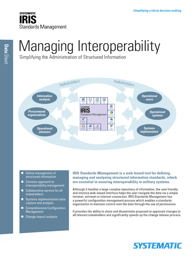 Iris Standards Management Data Sheet v2 | PDF | Interoperability ...