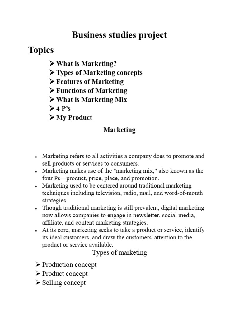 Business Studies Project | PDF