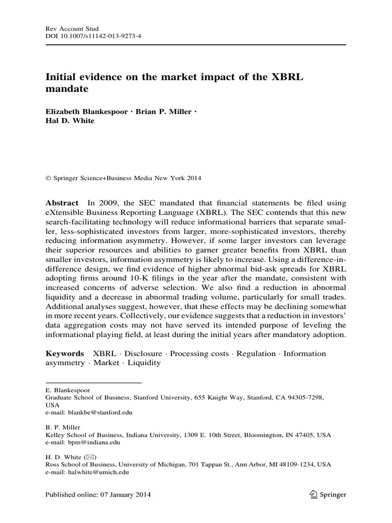 3 3 Initial Evidence On The Market Impact Of The Xbrl Mandate