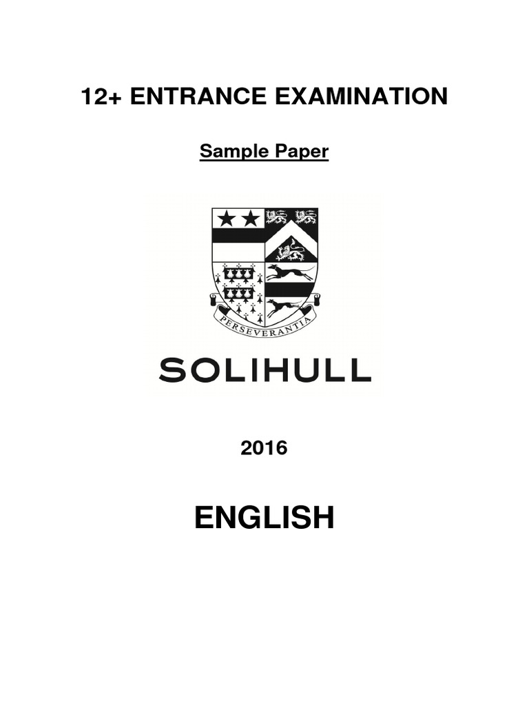 12+ English Sample Paper | PDF
