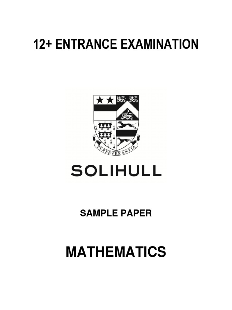 12+ Maths Sample Paper | Download Free PDF | Elementary Mathematics ...