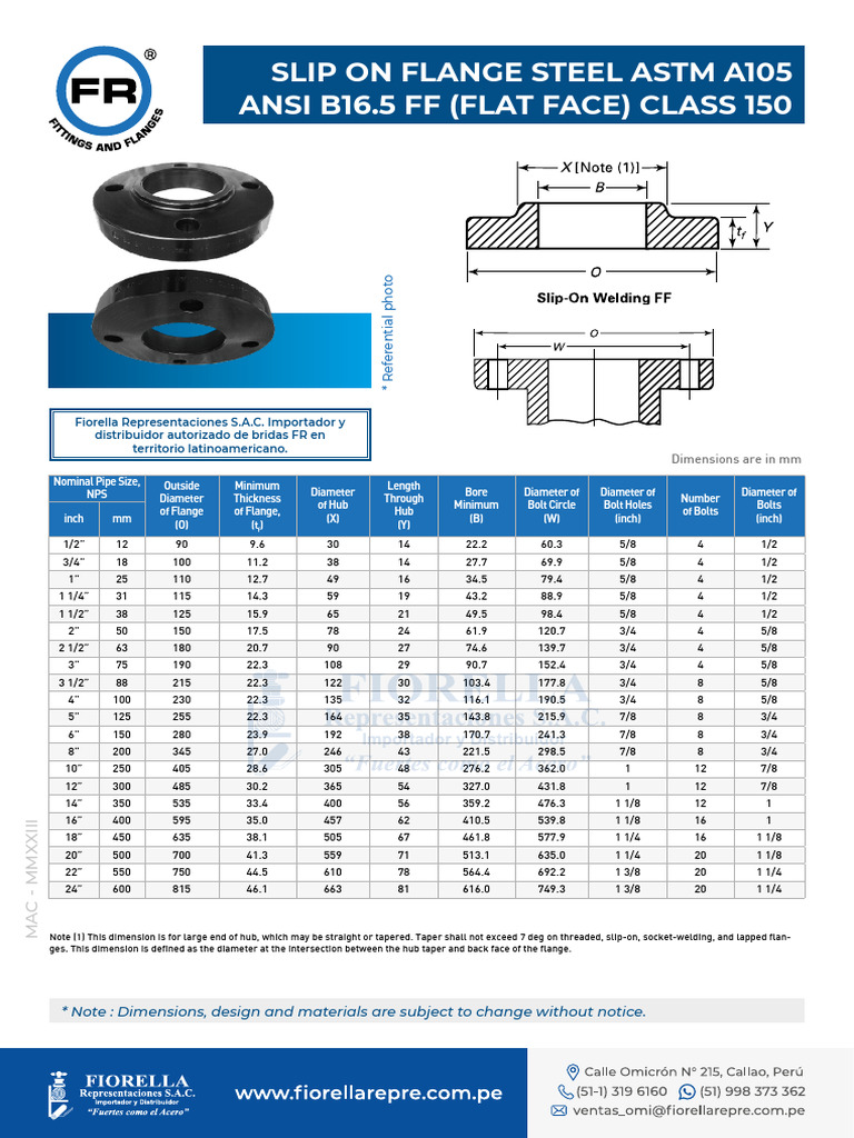 Slip On Flange Steel Astm A105 Ansi B16.5 FF (Flat Face) Class 150 ...