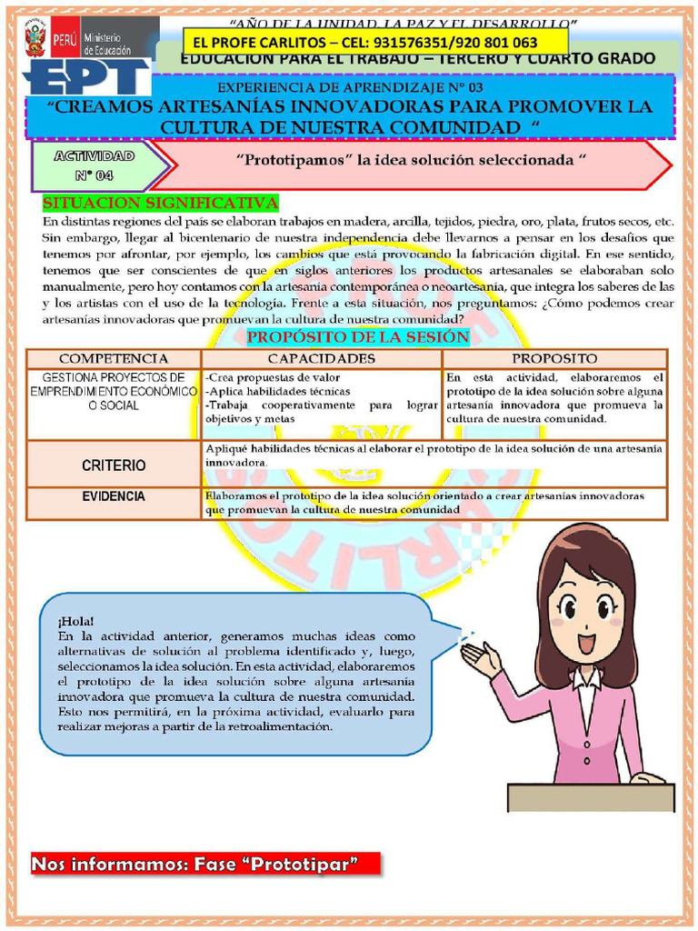 Experiencia de Aprendizaje #03 - Actividad #04 - 3ero y 4to - Ept - 00001 | PDF