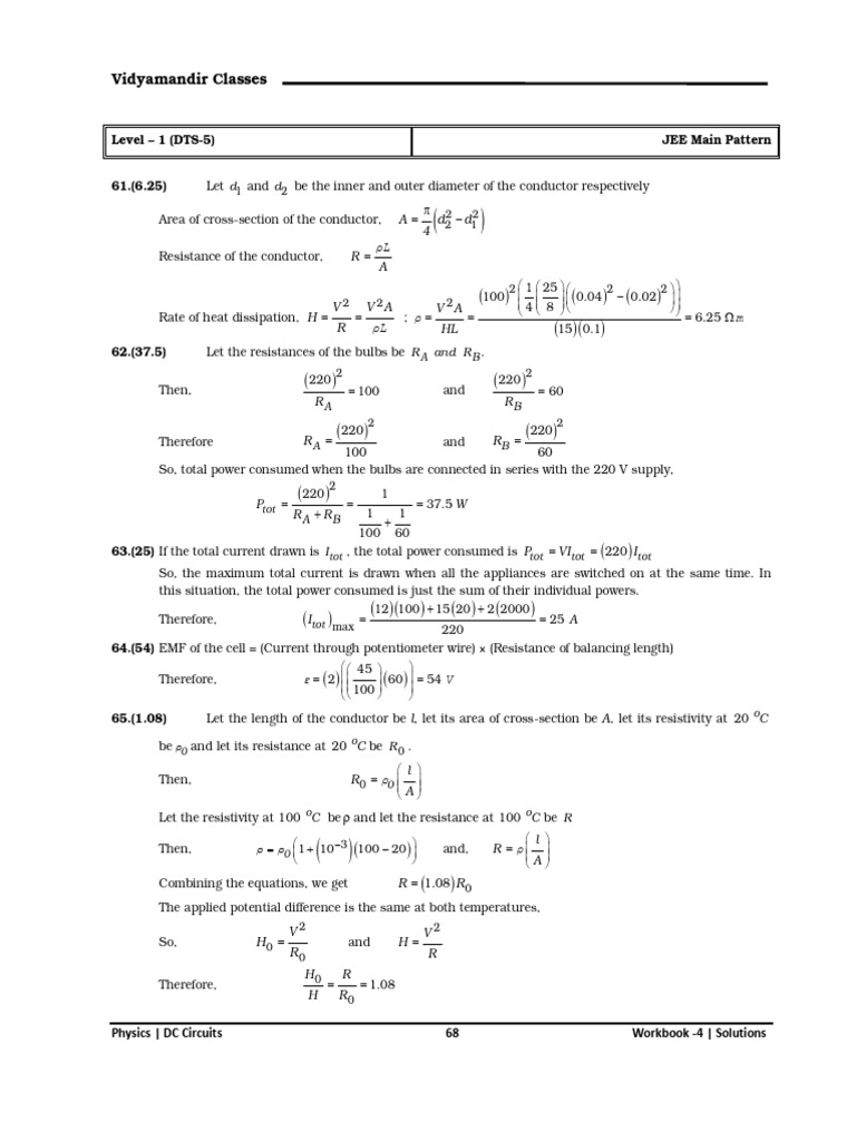 DC Circuits Workbook Solutions | PDF | Electrical Resistance And ...