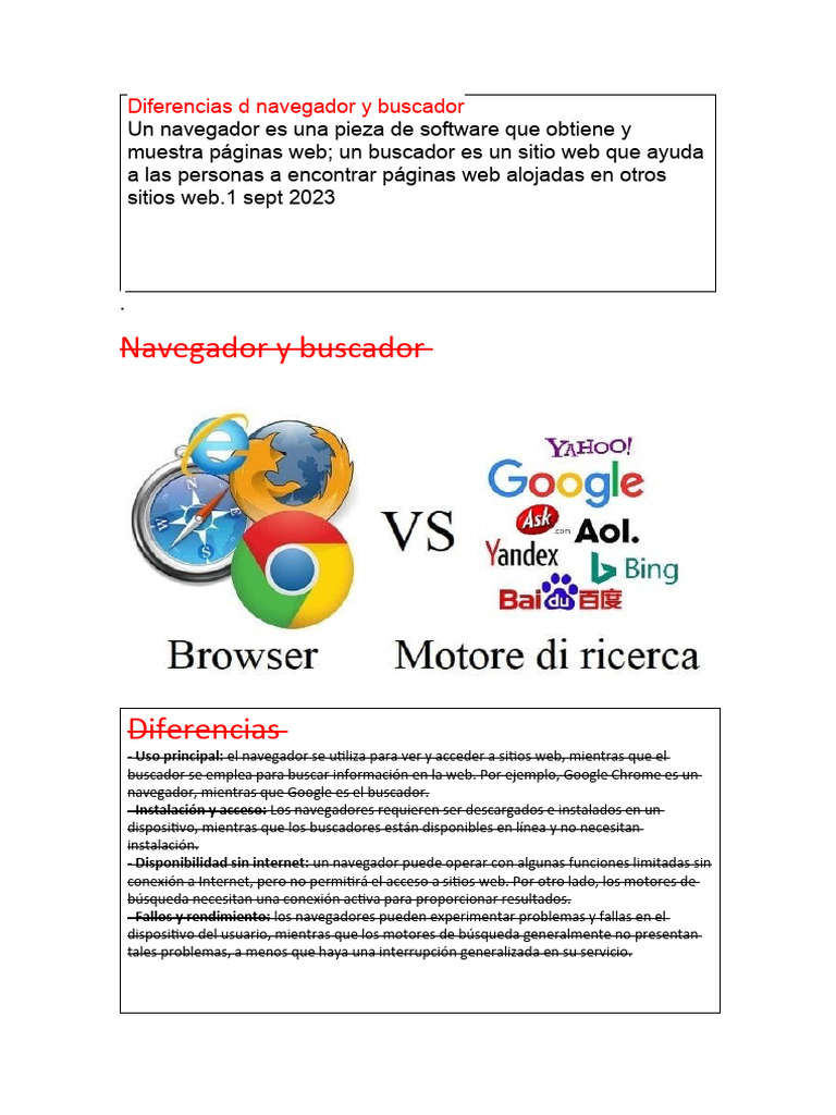 Diferencias d navegador y buscador | PDF