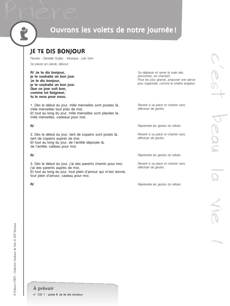 Je Te Dis Bonjour | PDF