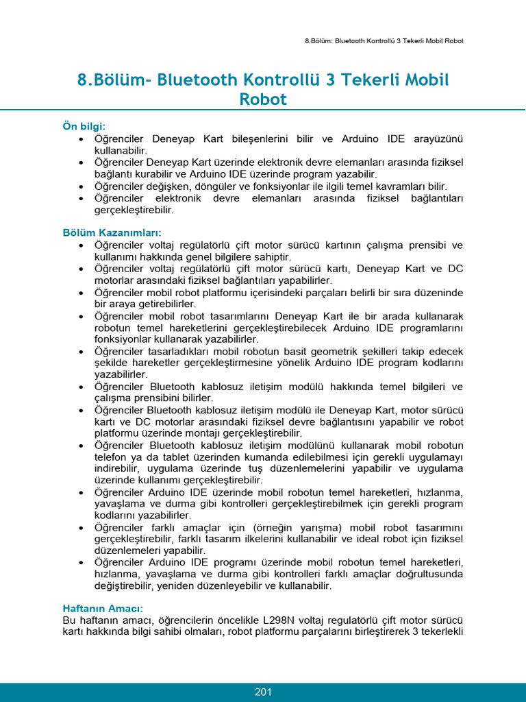 Deneyap 8 Hafta | PDF