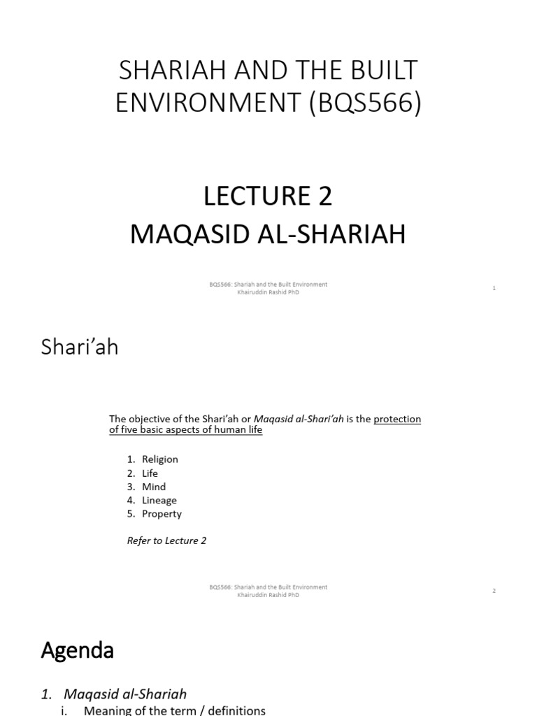 LECTURE 2 - Maqasid Al-Shariah | PDF | Sharia | Abrahamic Religions