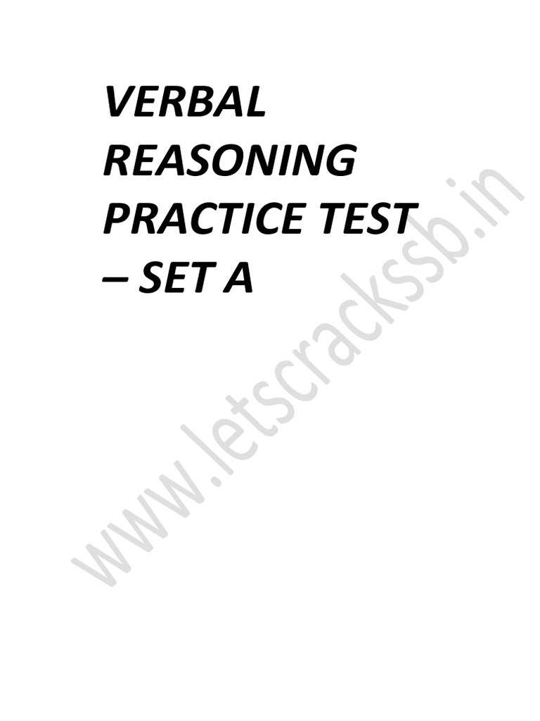 Verbal Reasoning Practice Test Set A | PDF Verbal Reasoning Practice Test Set A | PDF