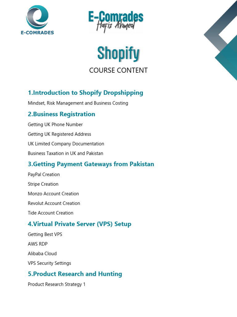 Shopify Course Outline-1 | PDF