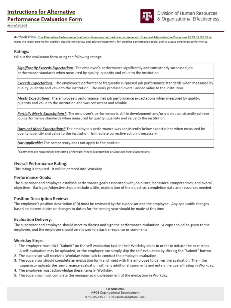 Research Alternative Performance Evaluation Form | PDF | Performance ...