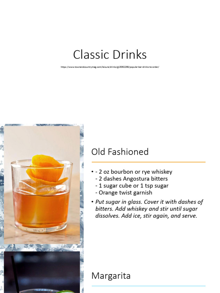 Classic Drinks | Download Free PDF | Martini (Cocktail) | Bartending