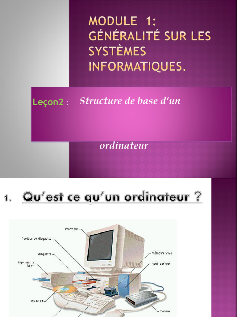 Structure de base d'un ordinateur | PDF | Ordinateurs personnels ...